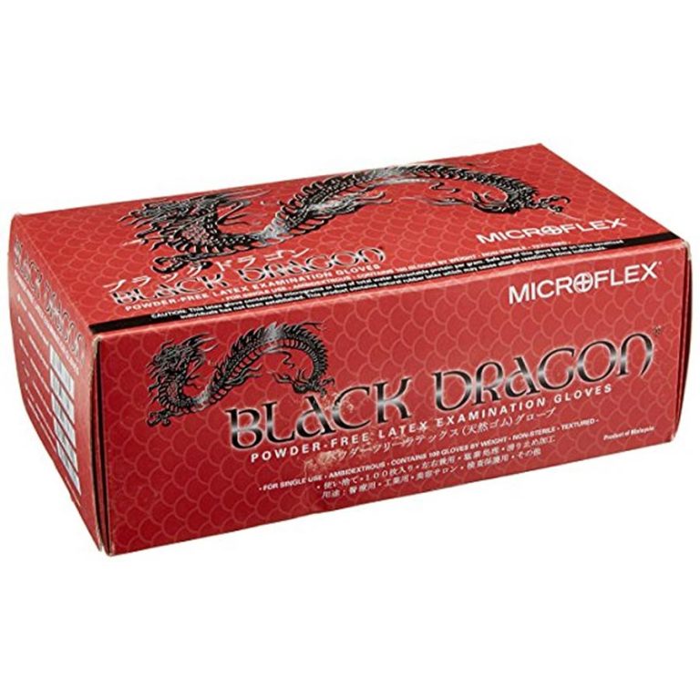 Microflex Black Dragon Gloves, Powder Free Latex, 10 Boxes of 100 ...